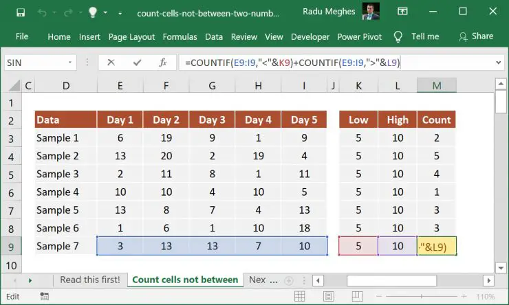 How To Count Cells Not Between Two Numbers In Excel A Step By Step Guide
