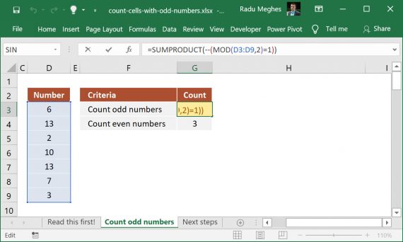 How To Count Cells With Odd Numbers In Excel A Step By Step Guide
